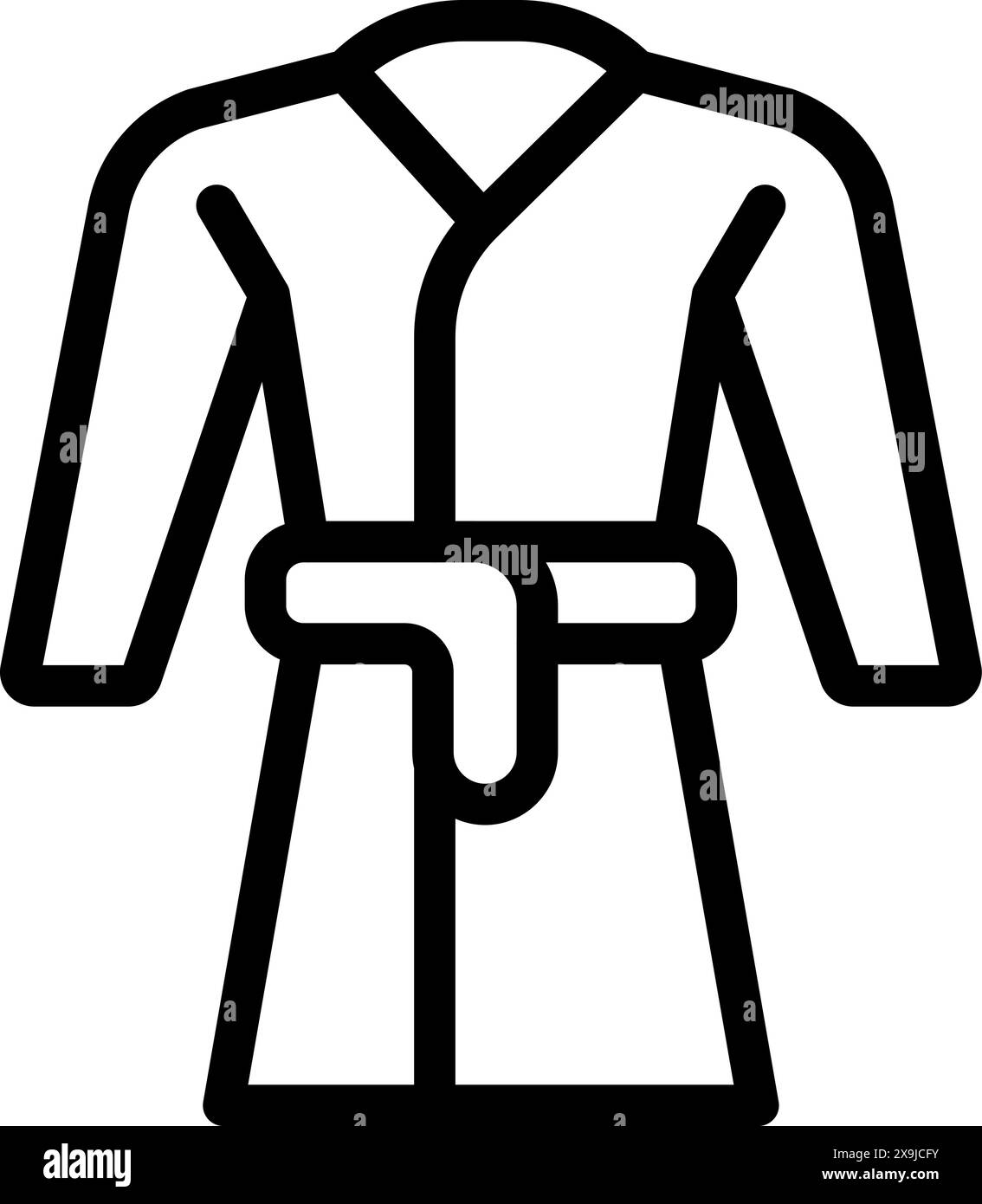 Black and white line art vector illustration of a bathrobe icon ...