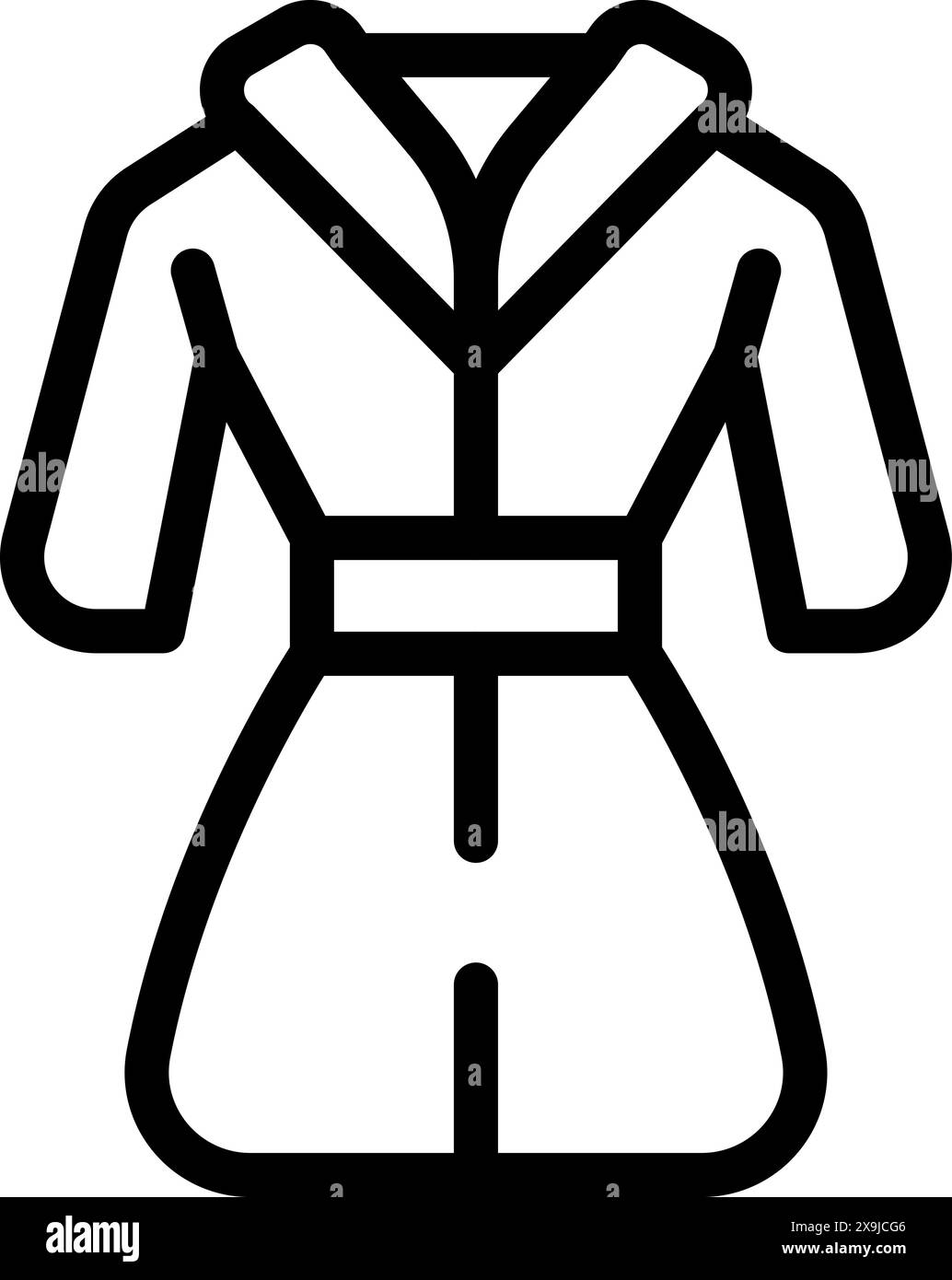 Simple black line art illustration of a bathrobe icon suitable for ...