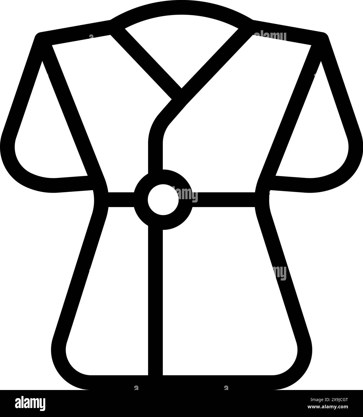 Simple Clean Icon Representing A Traditional Kimono With A Belt In Black And White Stock