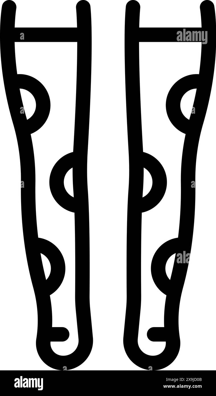 Illustration of a black and white simple line art orthopedic leg braces ...