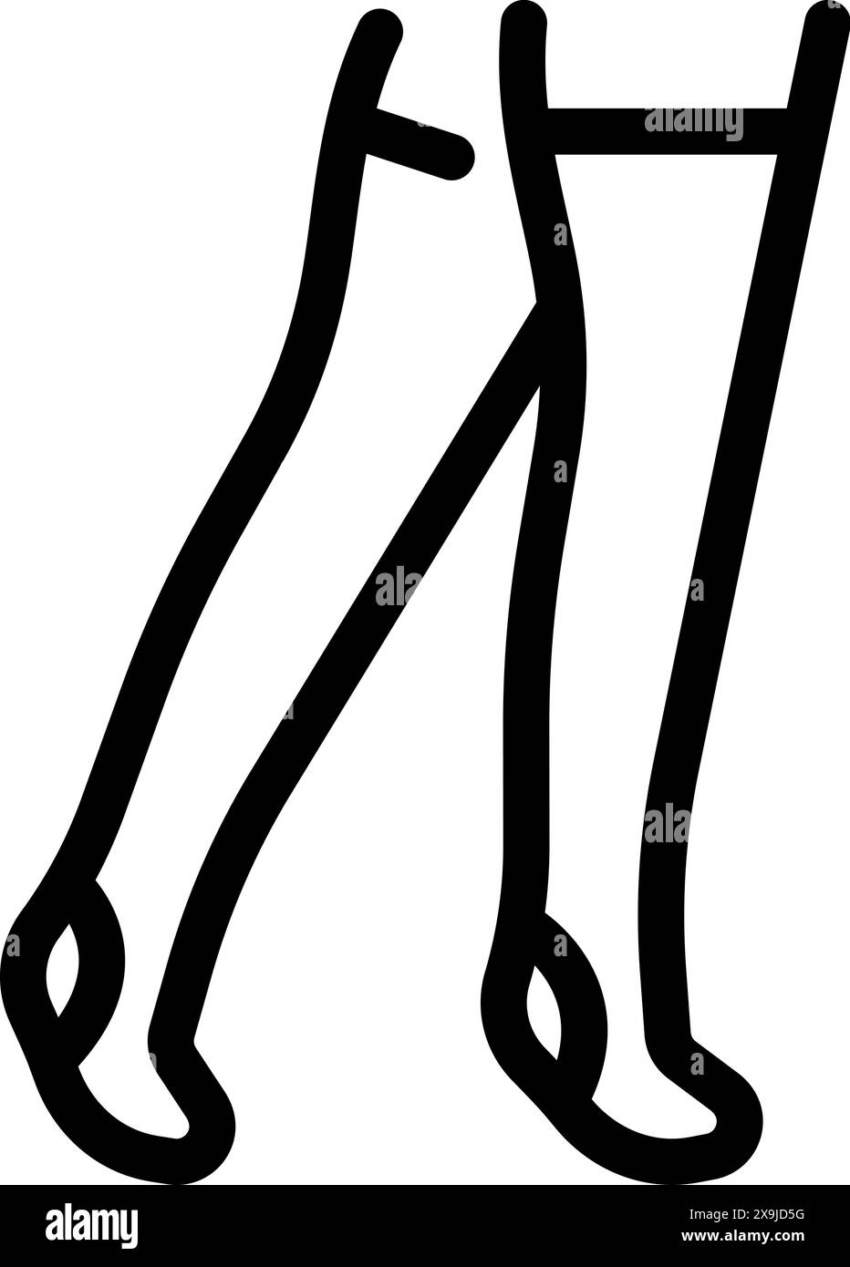 Simple black and white line art illustration of a pair of long socks ...
