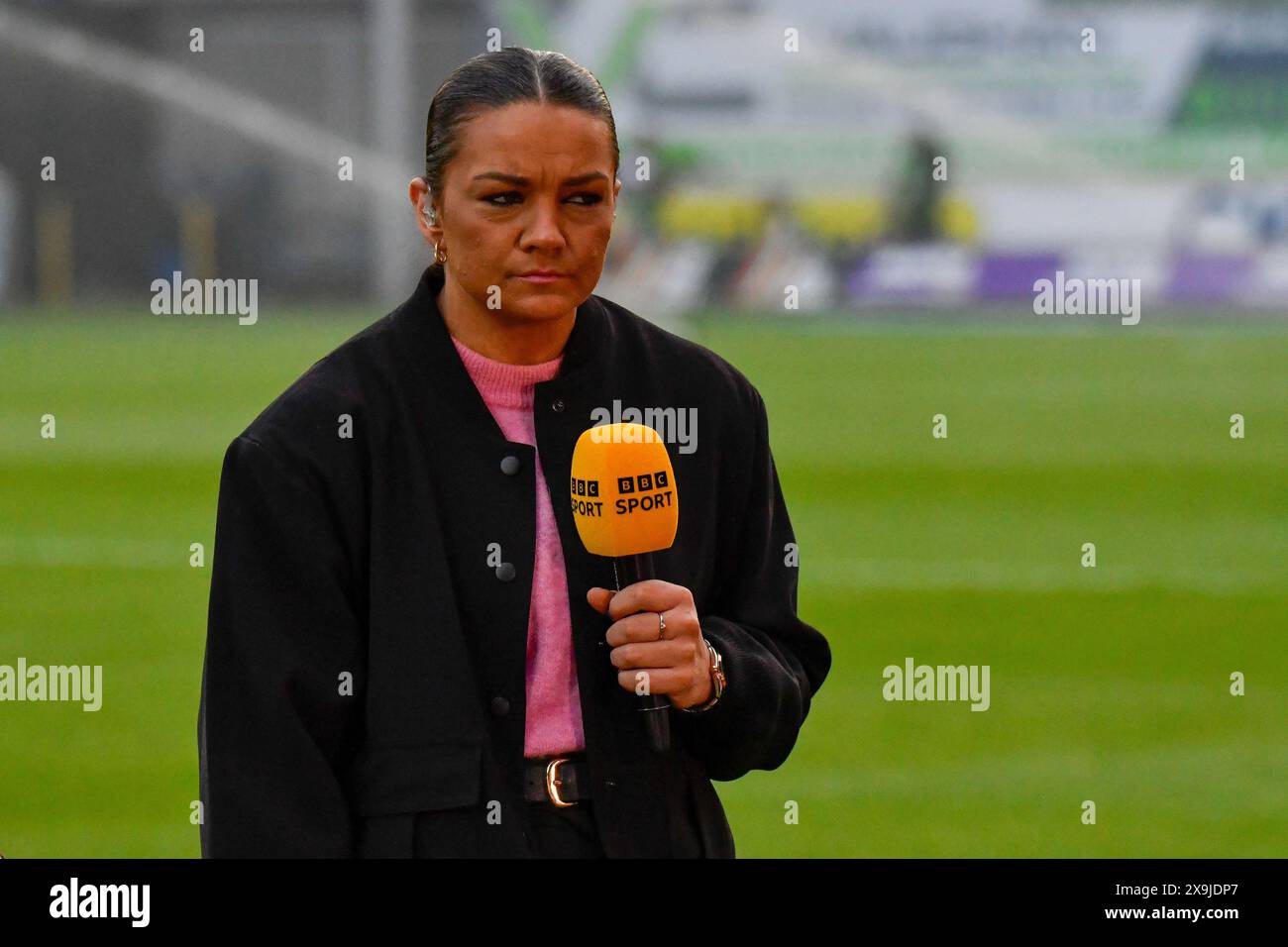 Llanelli, Wales. 31 May 2024. BBC Wales Sport commentator Nia Jones at ...