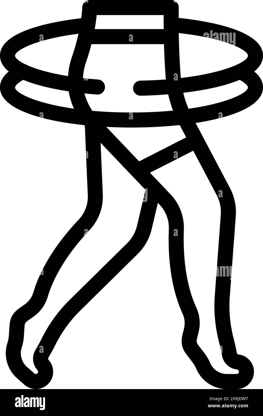 Simple line drawing of legs using a hula hoop, isolated on white ...