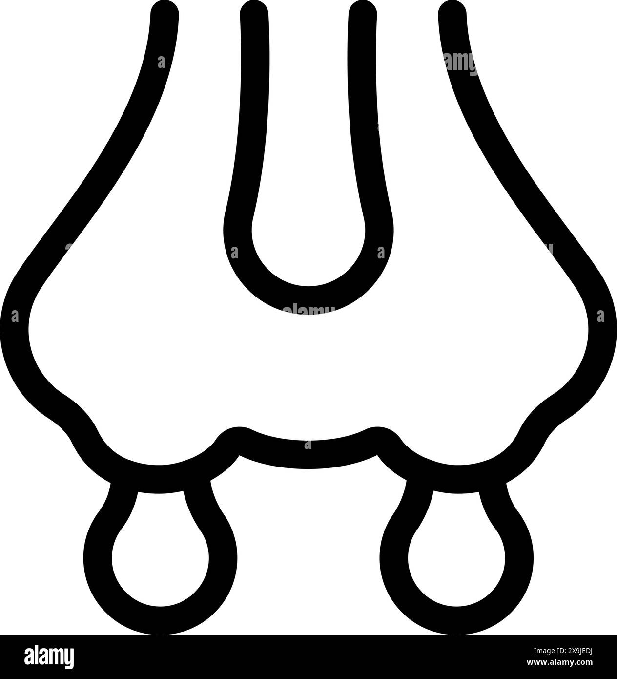 Simplified line art illustration of a human nose, isolated on a white ...