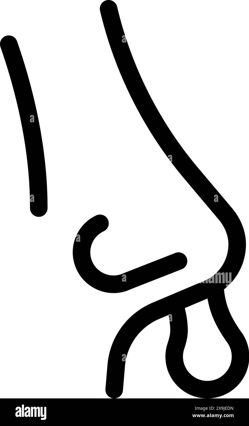 Simple, bold line drawing of a human nose, perfect for abstract design ...