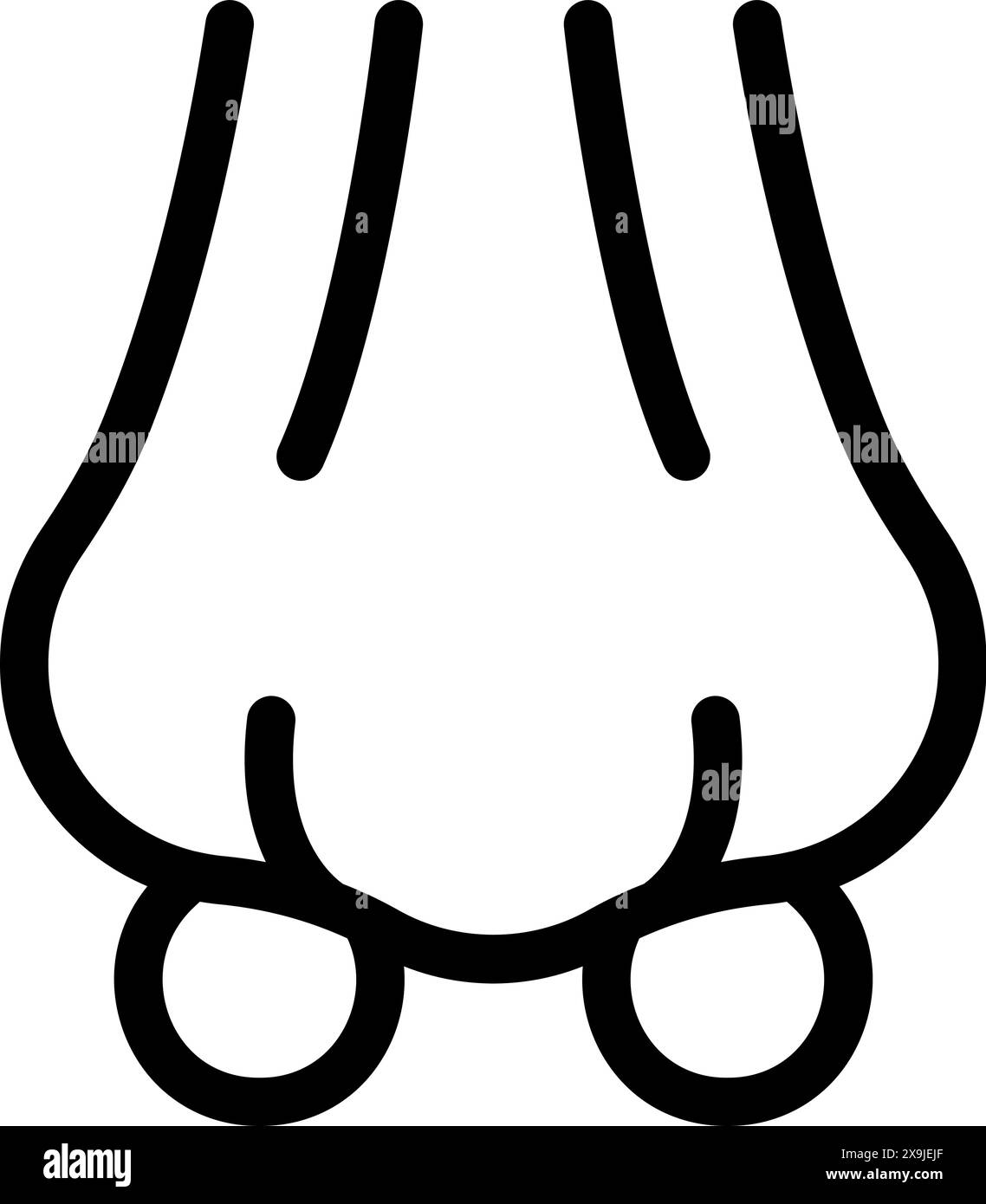 Simple and cute cartoon nose illustration with black and white line ...