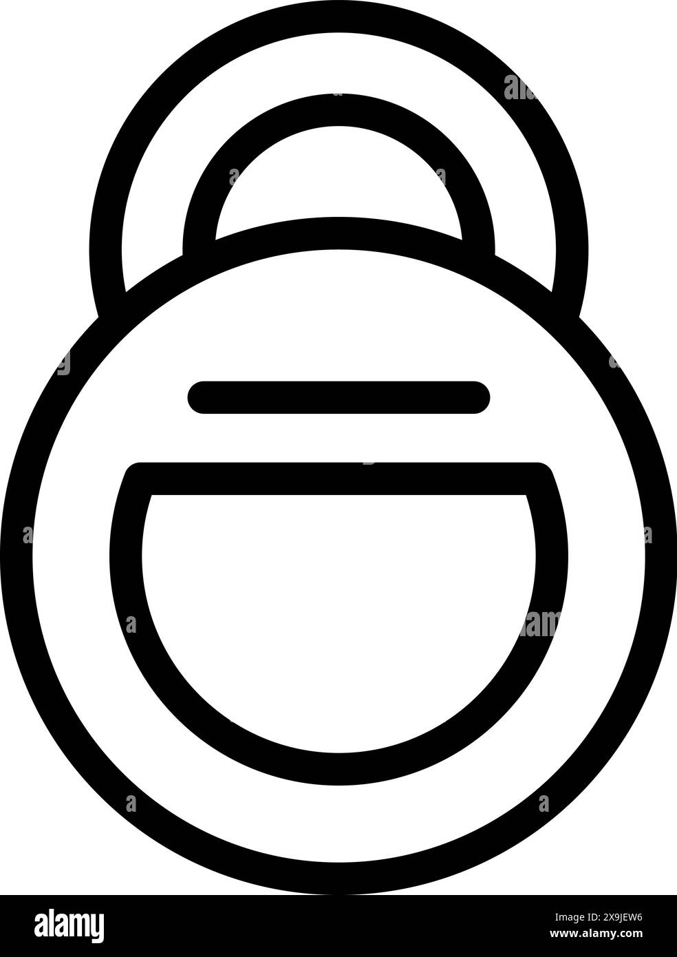 Simple black line drawing of a closed padlock, representing security ...