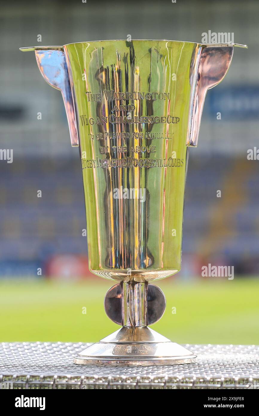 The Warrington and Wigan Challenge Cup on display ahead of the Betfred ...