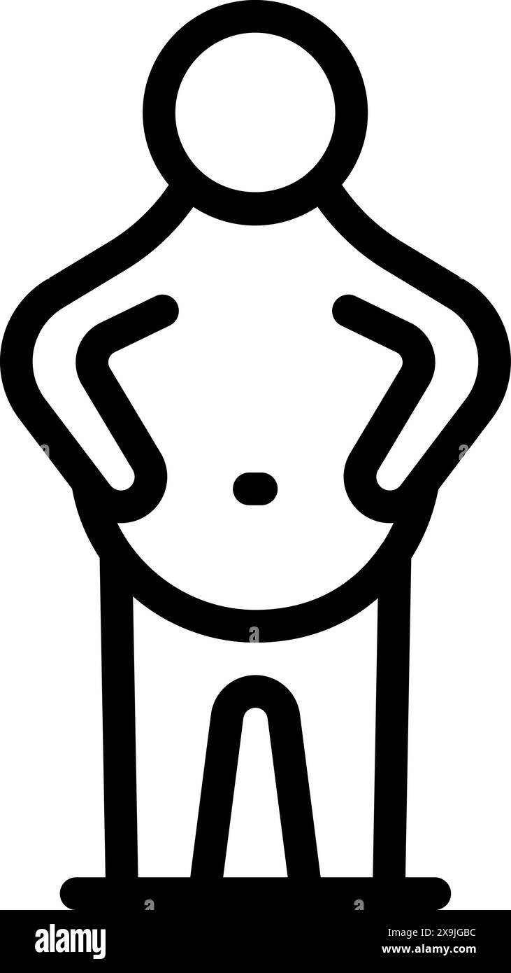 Black and white stick figure icon standing confidently with hands on ...