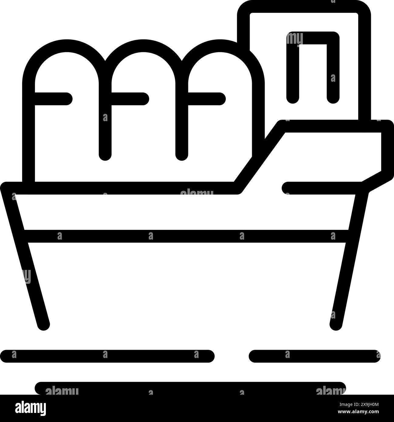 Black and white illustration of a modern cash register, ideal for icons ...