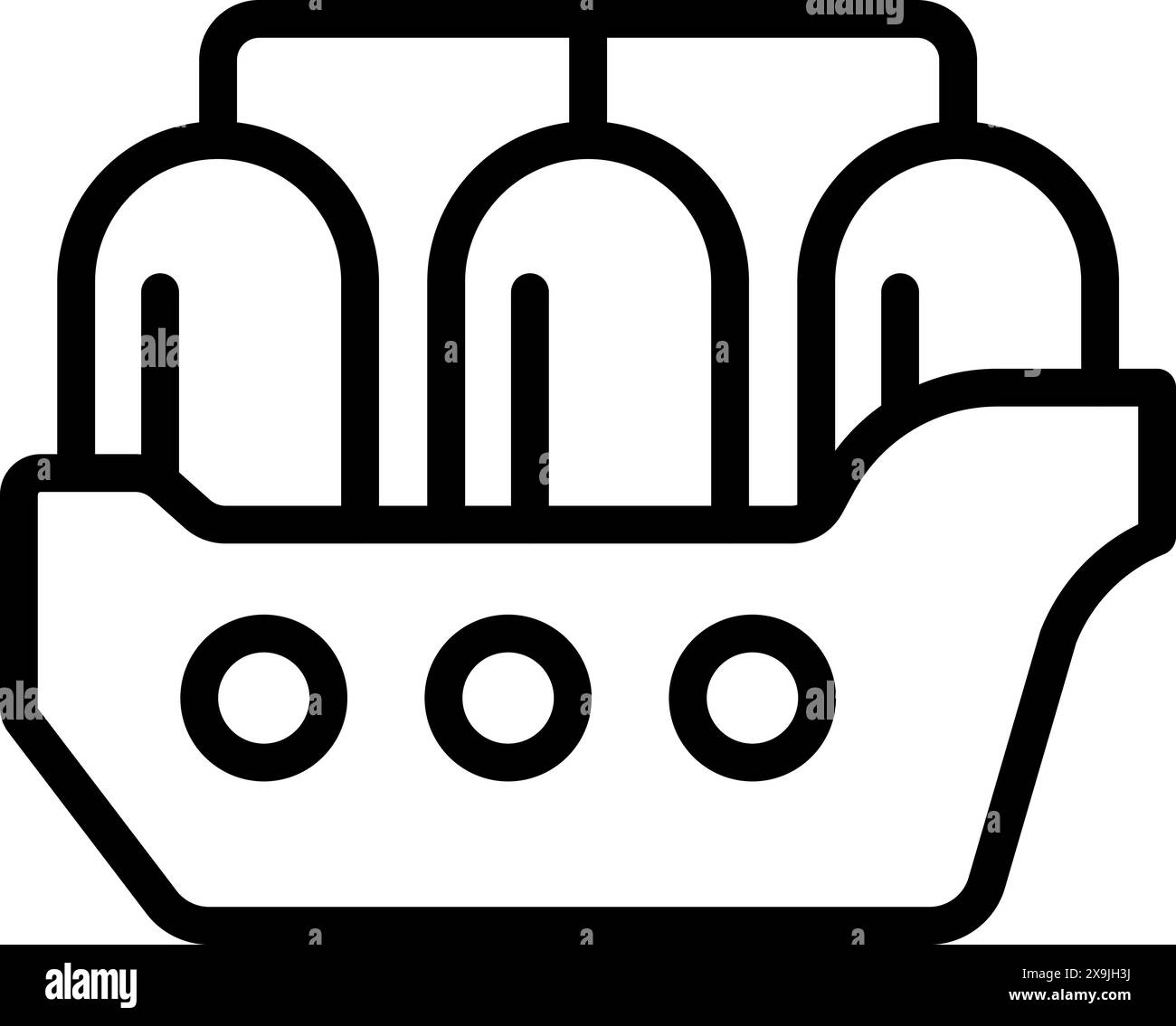 Digital line illustration of a simplistic ferry boat, suitable for ...