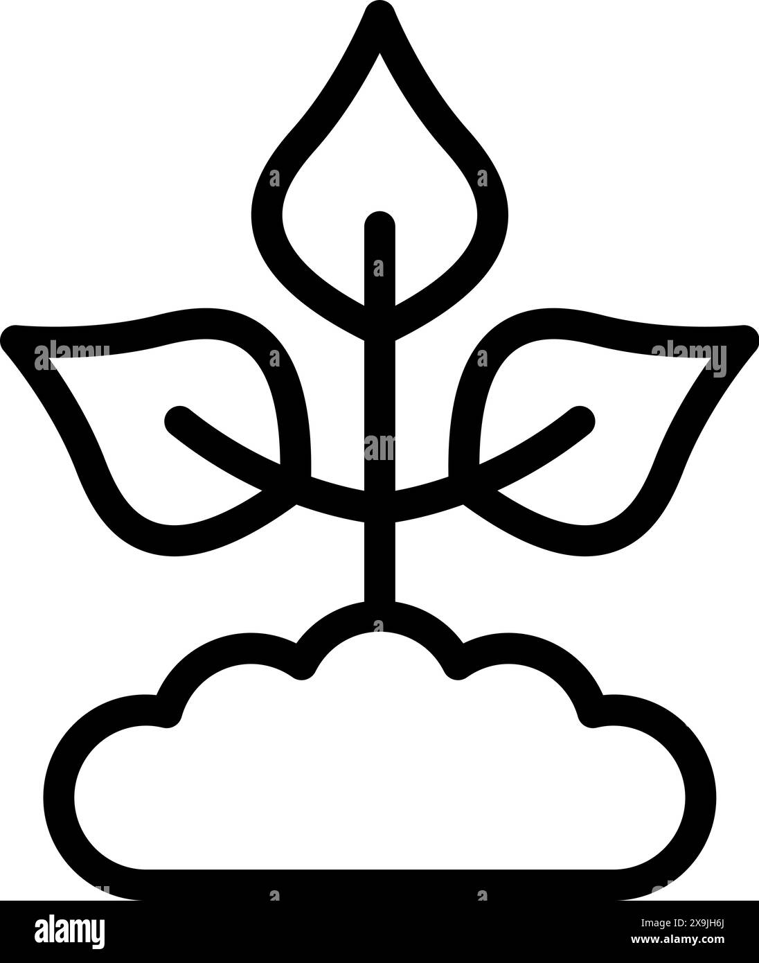 Vector illustration of a seedling emerging from soil, depicted as a ...