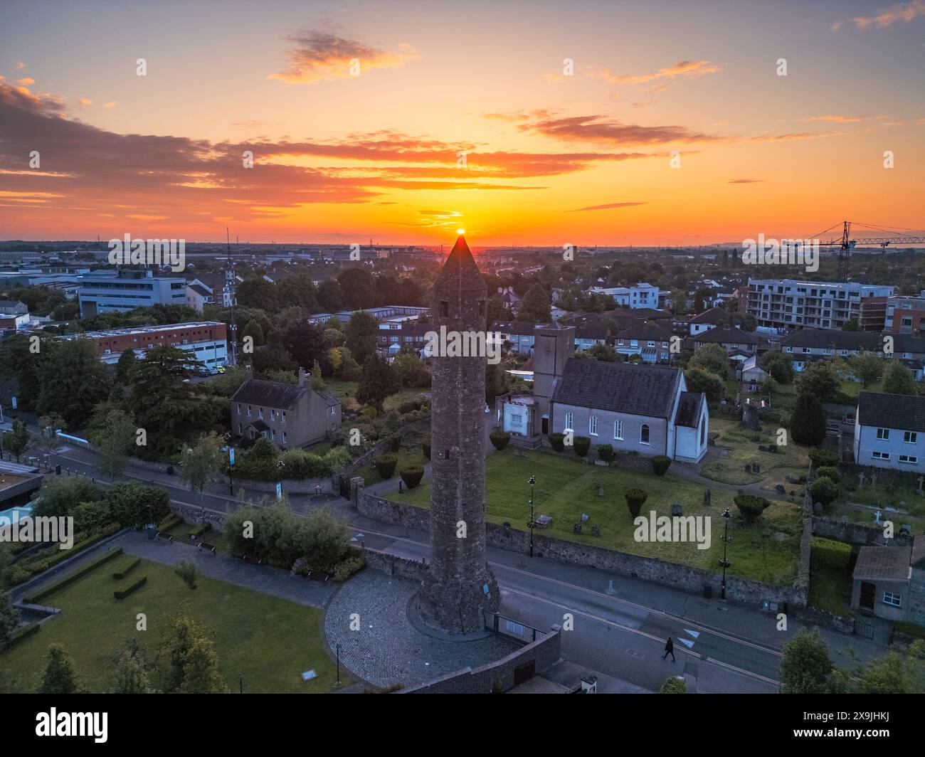 Sunrise over the Clondalkin Round Tower Stock Photo - Alamy