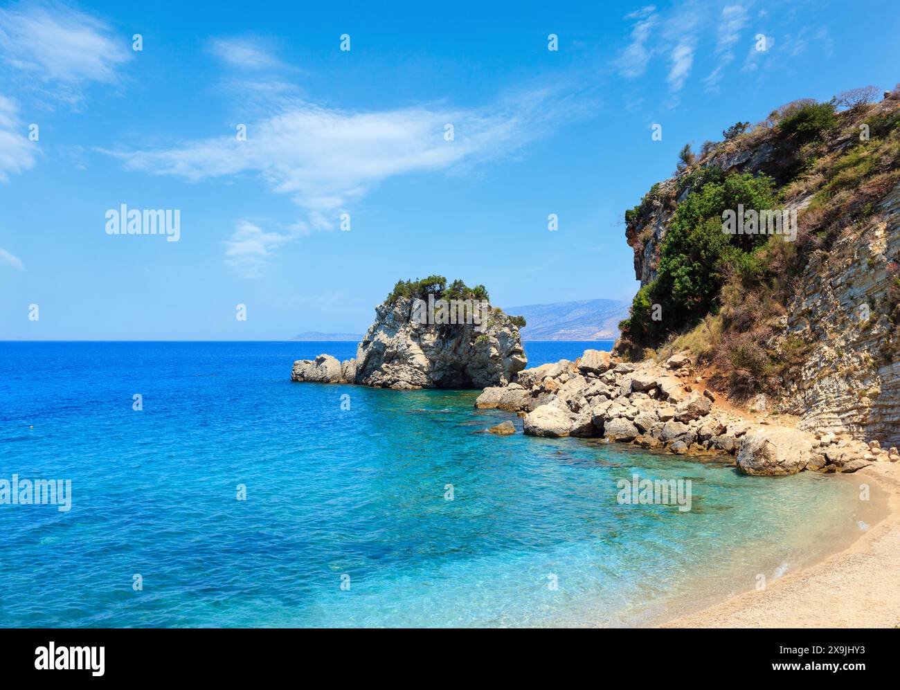 Summer sea coast landscape. View from Mirror beach (Plazhi i Pasqyrave ...