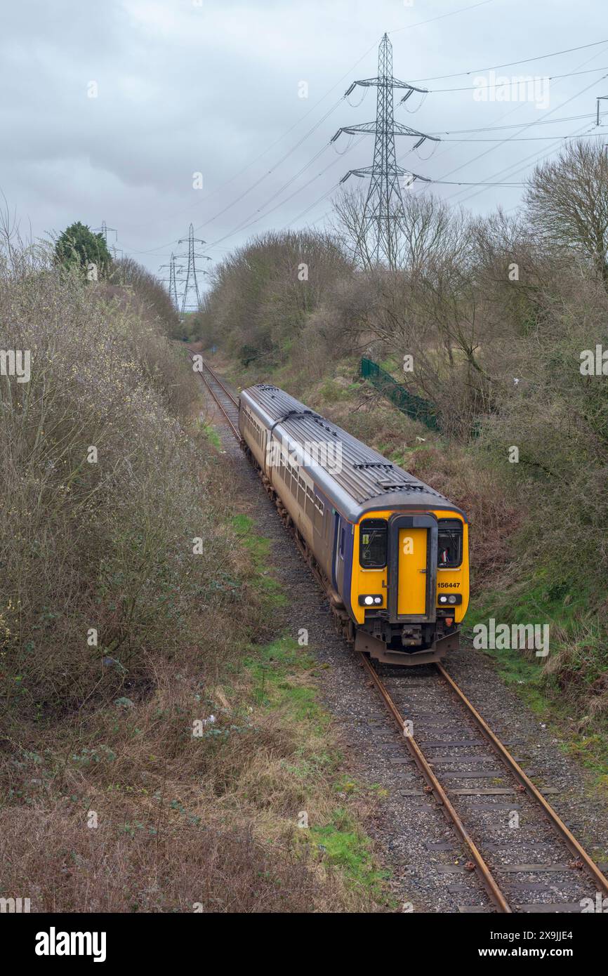 Northern Rail class 156 diesel train on the single track Heysham branch ...