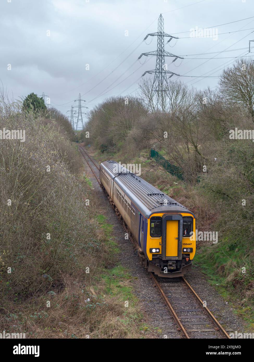 Northern Rail class 156 diesel train on the single track Heysham branch ...