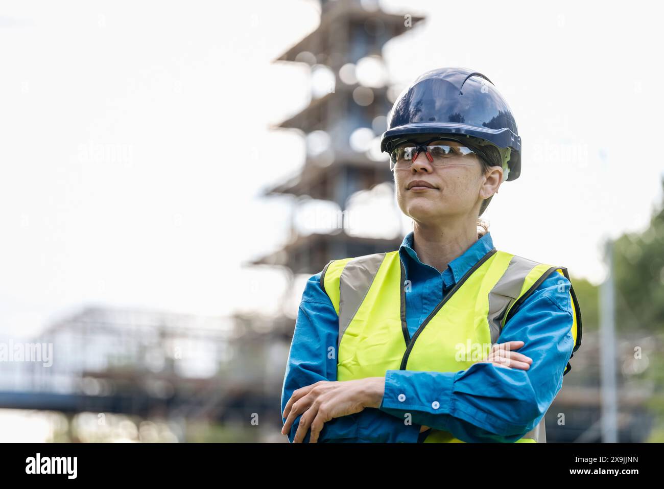 Female site engineer surveyor working with theodolite total station EDM ...