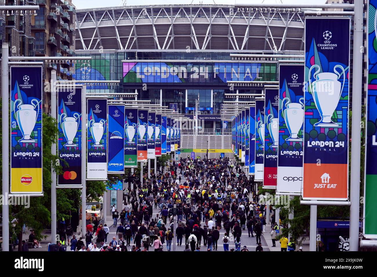 Fans on Wembley Way ahead of the UEFA Champions League final at Wembley ...