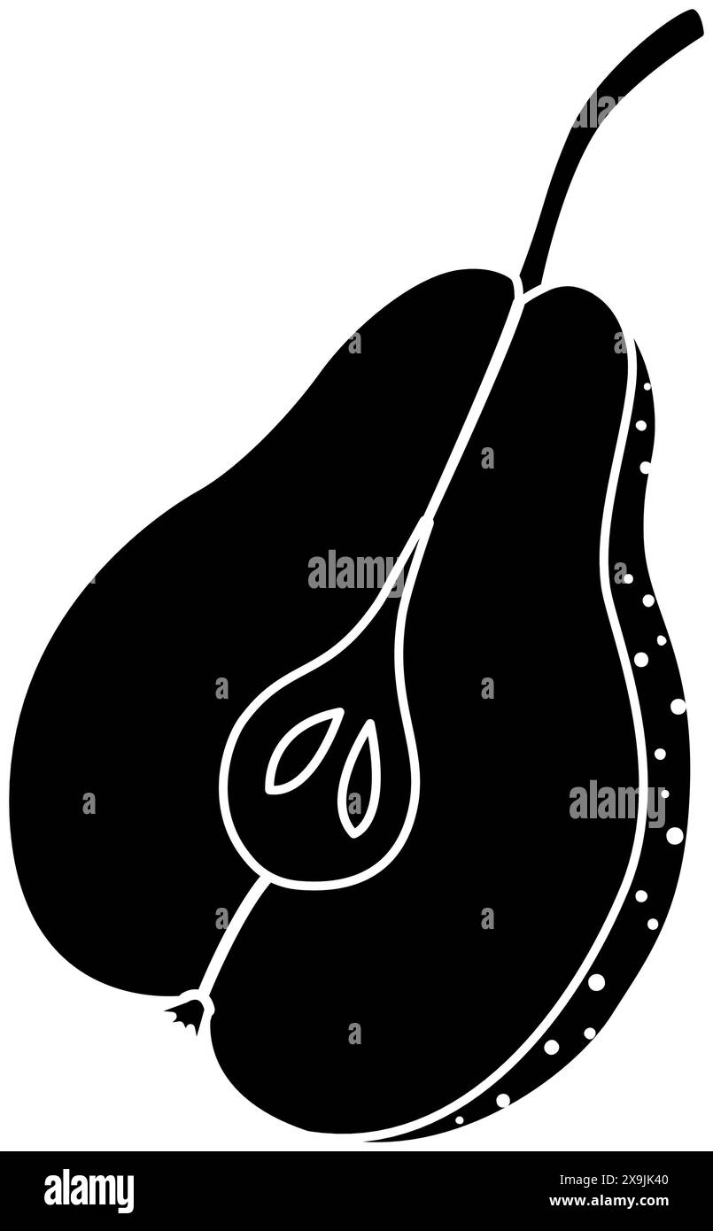 Pear silhouette icon. Minimalistic simple fruit element. Sliced black ...
