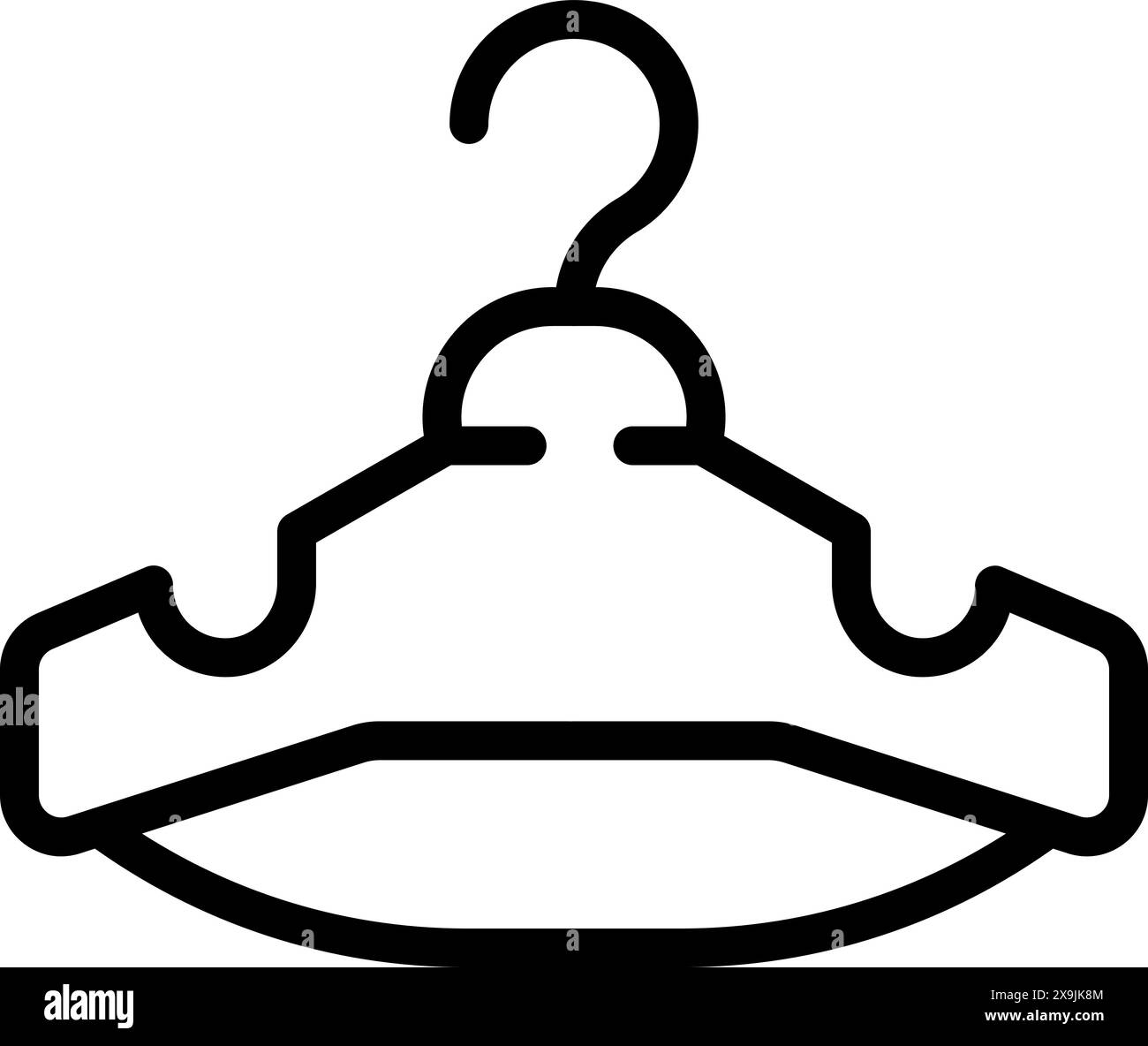 Simplified vector line drawing of a clothes hanger, perfect for icons ...