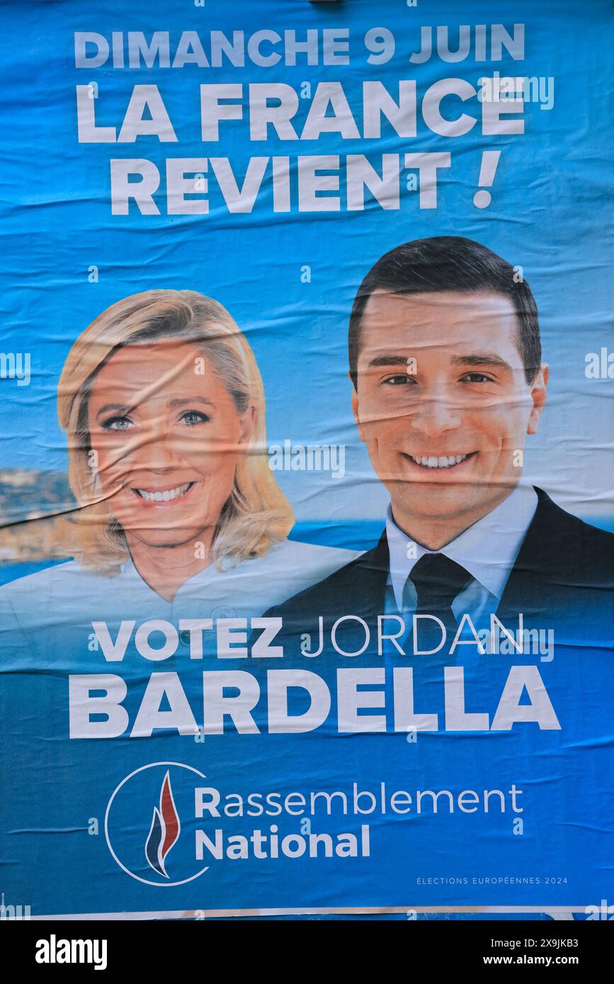 France, Nouvelle Aquitaine. June 1, 2024. Election posters for the ...