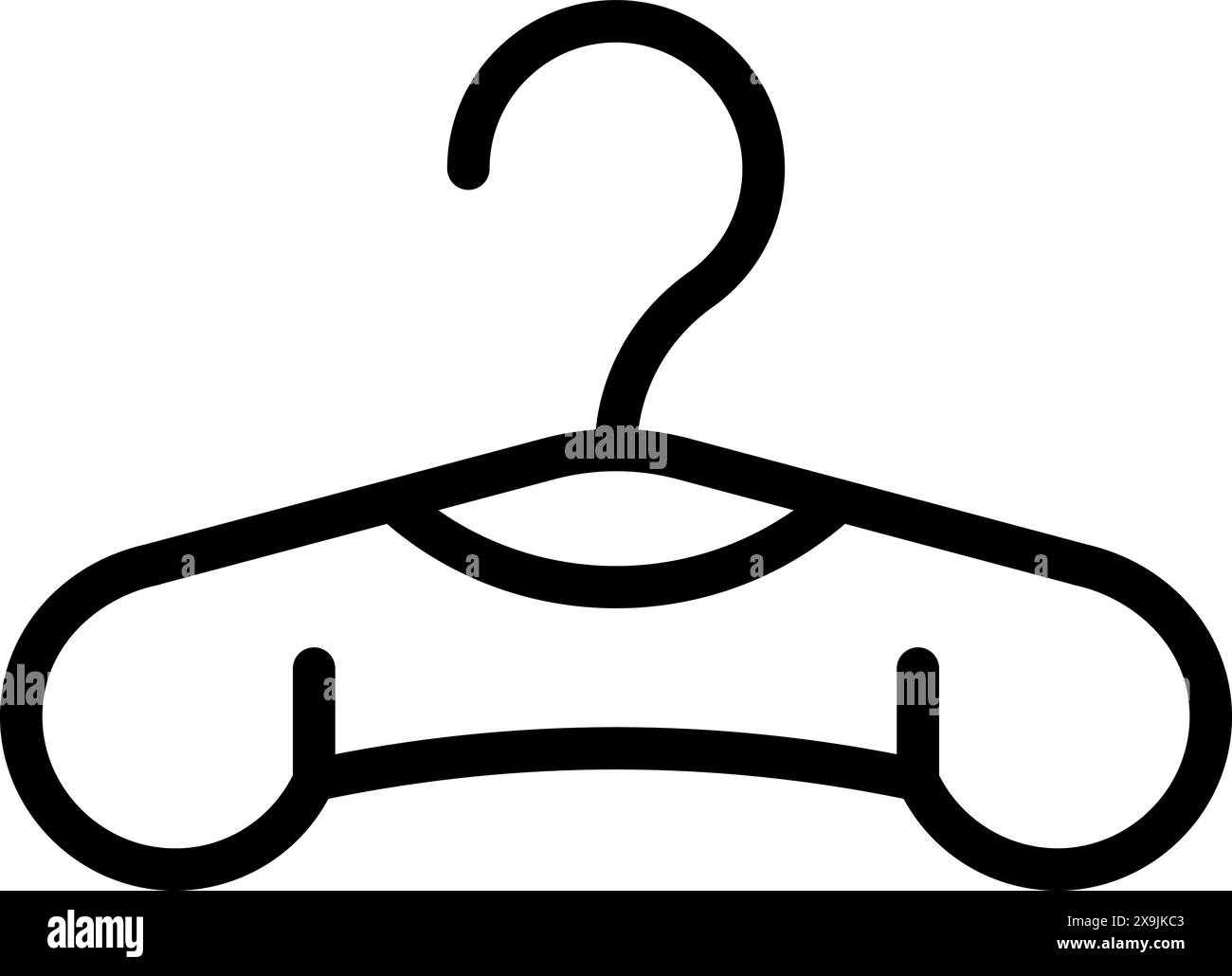 Minimalist line drawing of a clothes hanger, isolated on white, useful ...