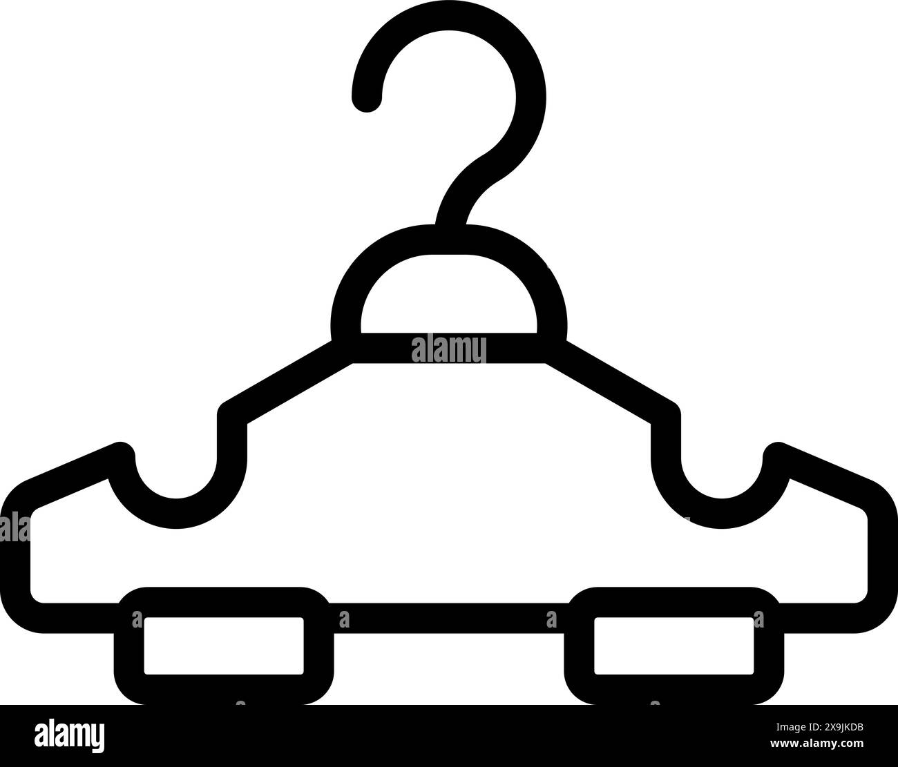 Simple outline icon illustration of a clothes hanger, isolated on a ...