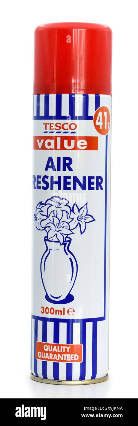 Old can of Tesco Value Air Freshener Stock Photo - Alamy