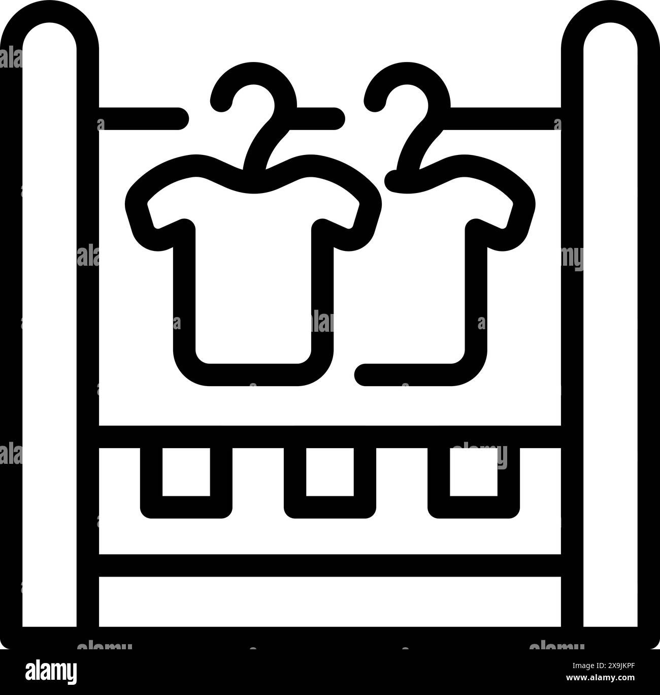 Vector illustration of two tshirts hanging on a simple clothing rack ...