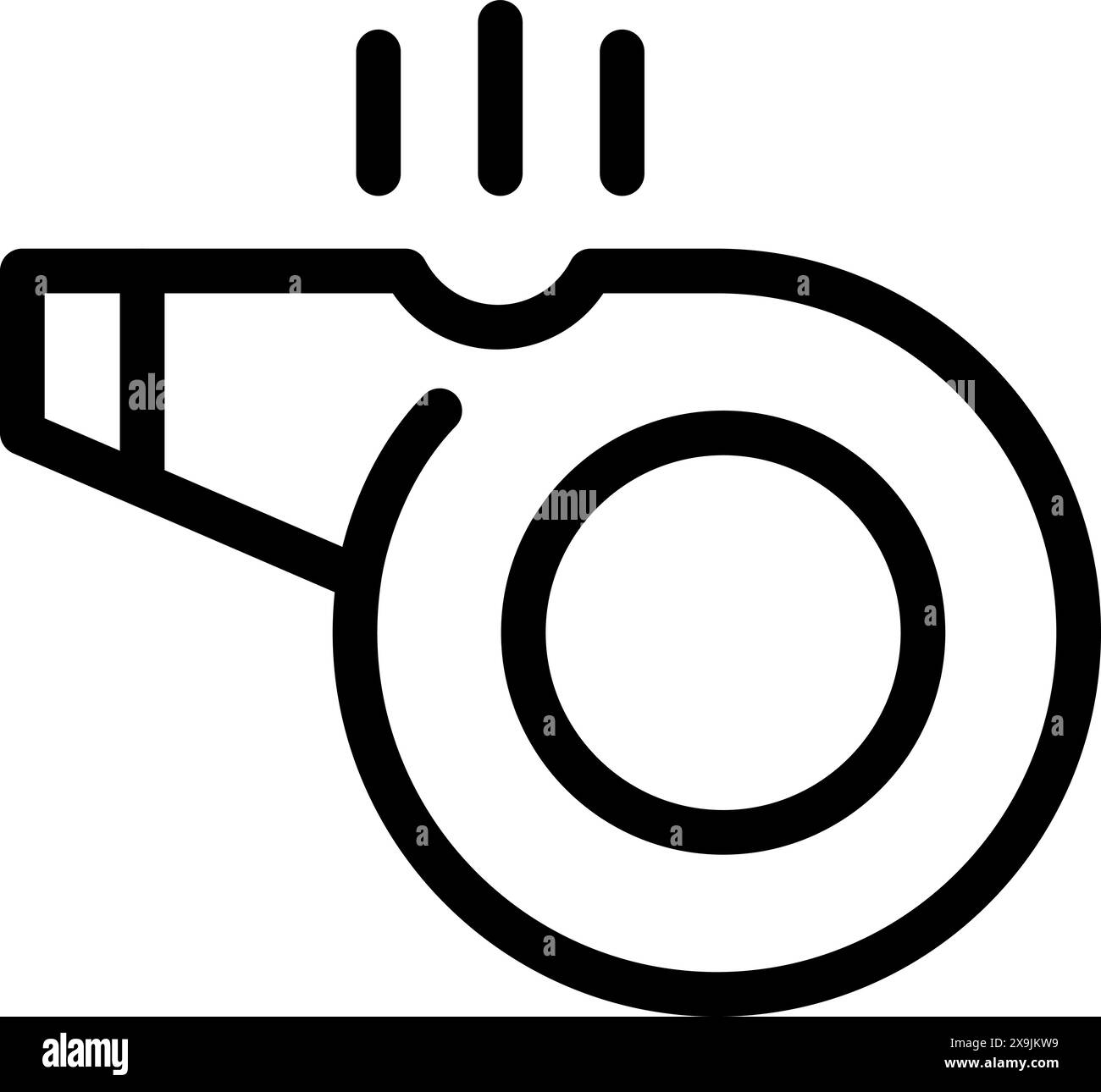 Vector illustration of a bold line whistle icon, indicating sound or ...