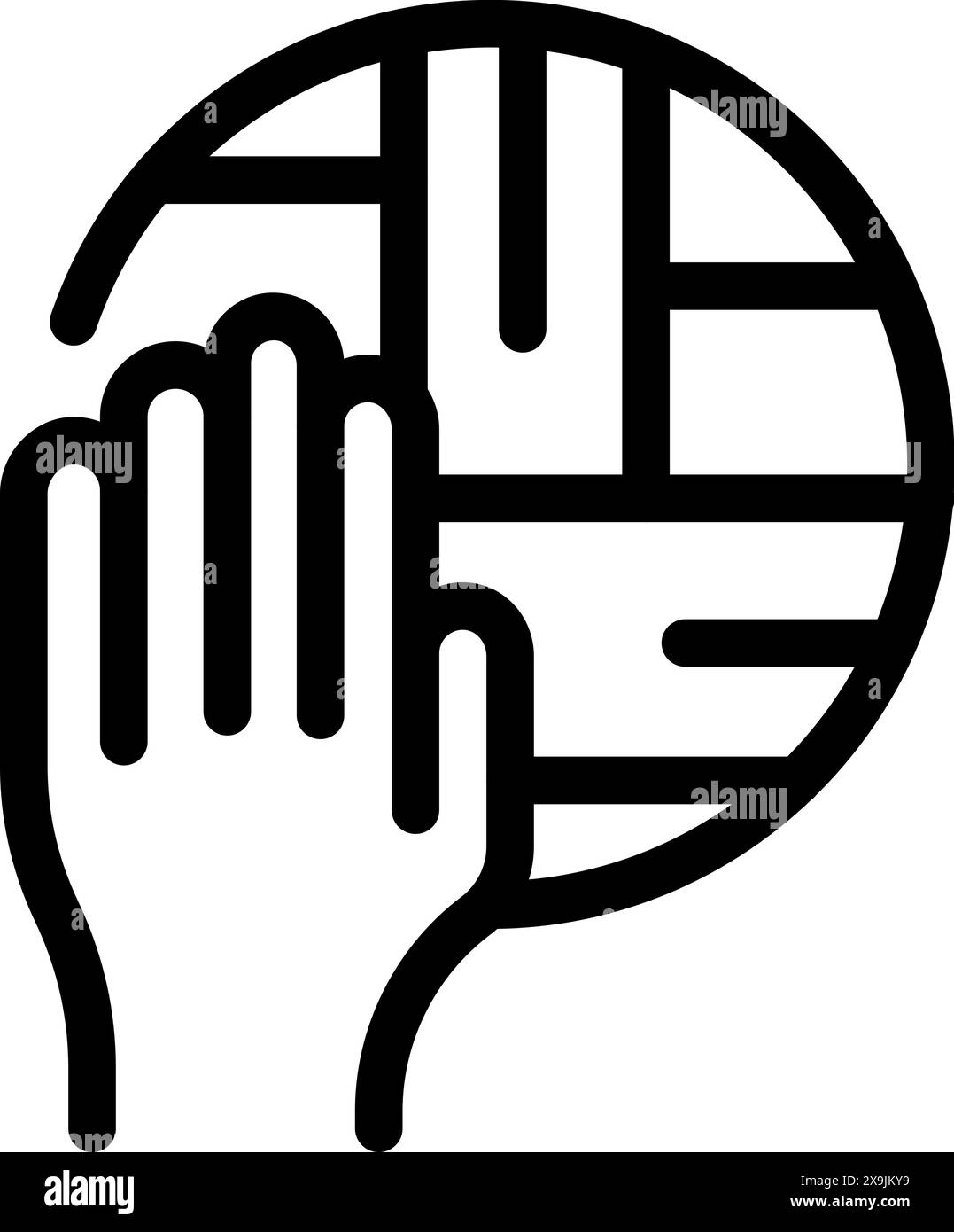 Artistic representation of a hand in front of a globe, symbolizing ...