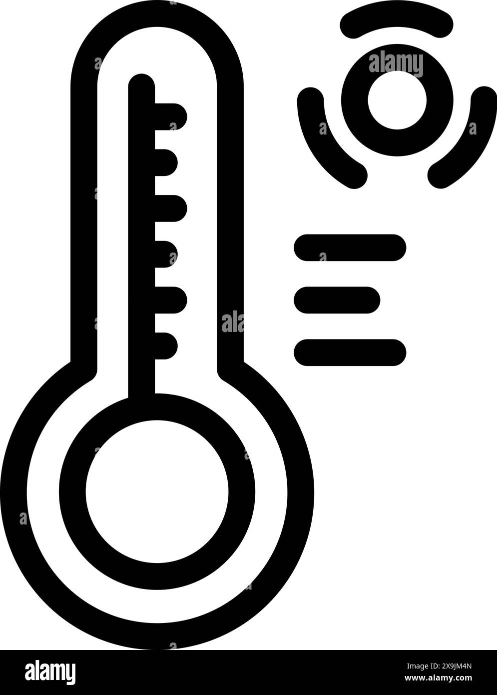 Simplistic vector illustration of a thermometer and sun symbols ...