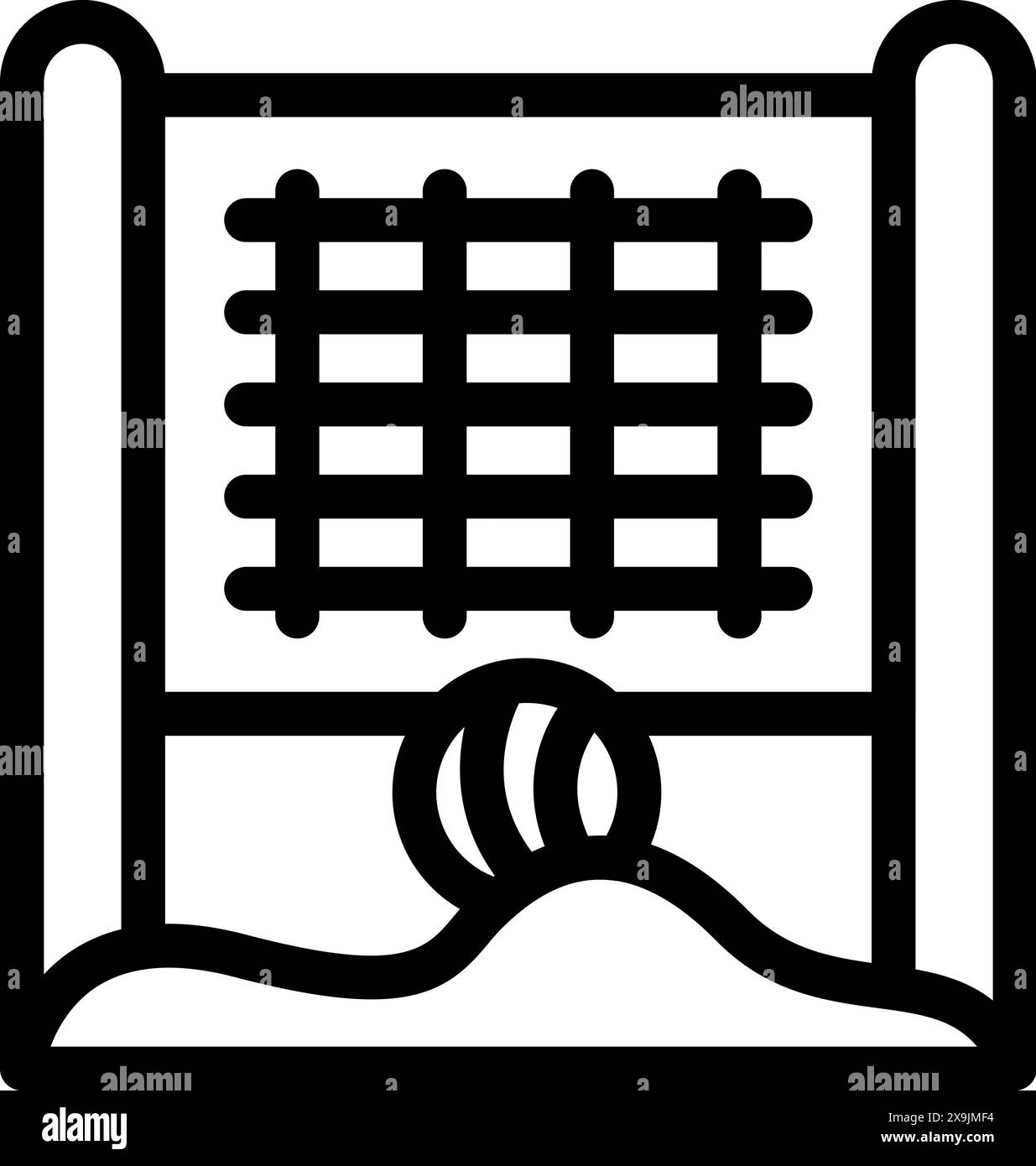 Simplistic vector illustration of knitting with wool symbol, in a bold ...