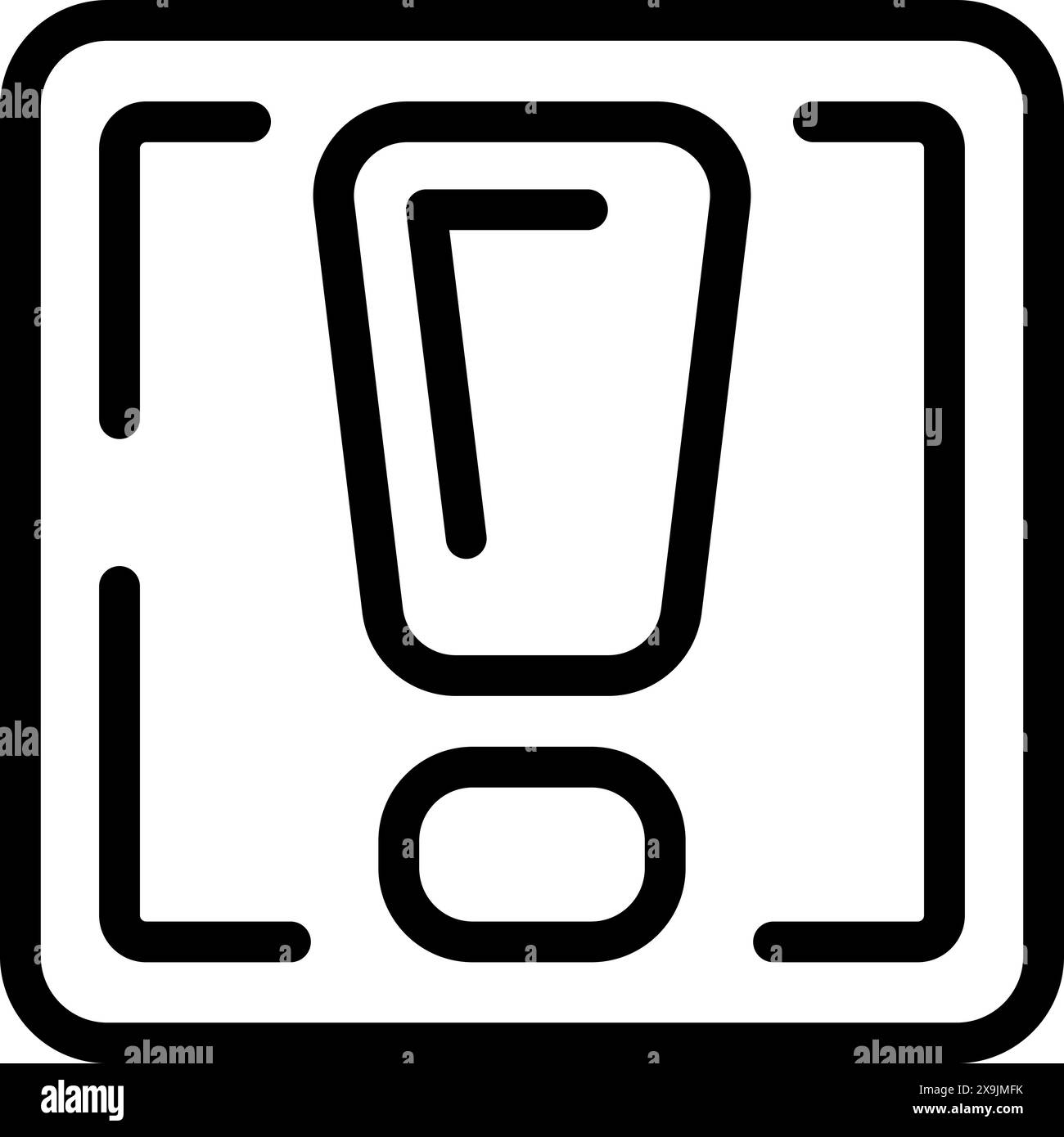 Black and white line art of an exclamation mark in a square, indicating ...