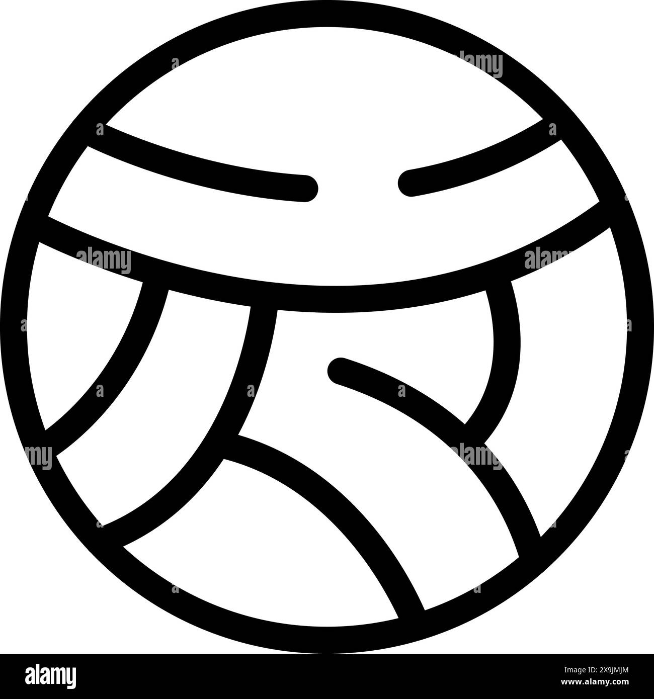 Minimalist line drawing illustration of a volleyball in black and white ...