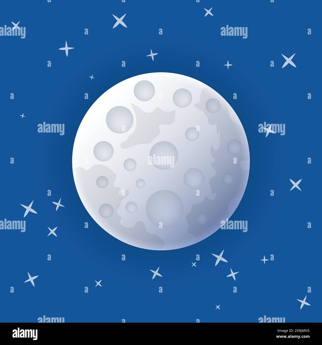 Full moon night icon in flat style. Lunar landscape vector illustration ...