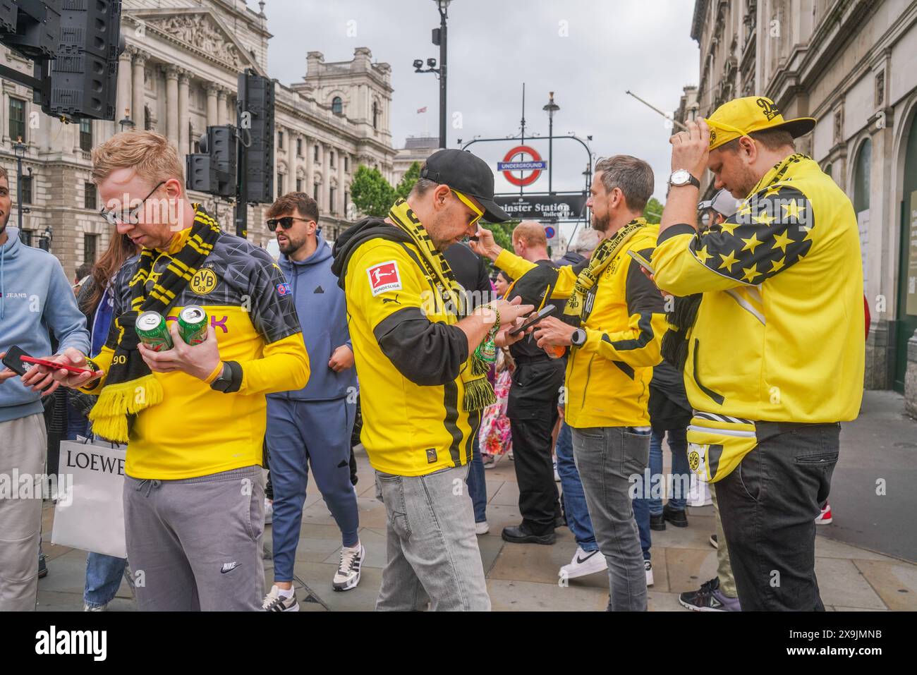 London, UK. 1 June 2024. Borussia Dortmund supporters lgather in ...