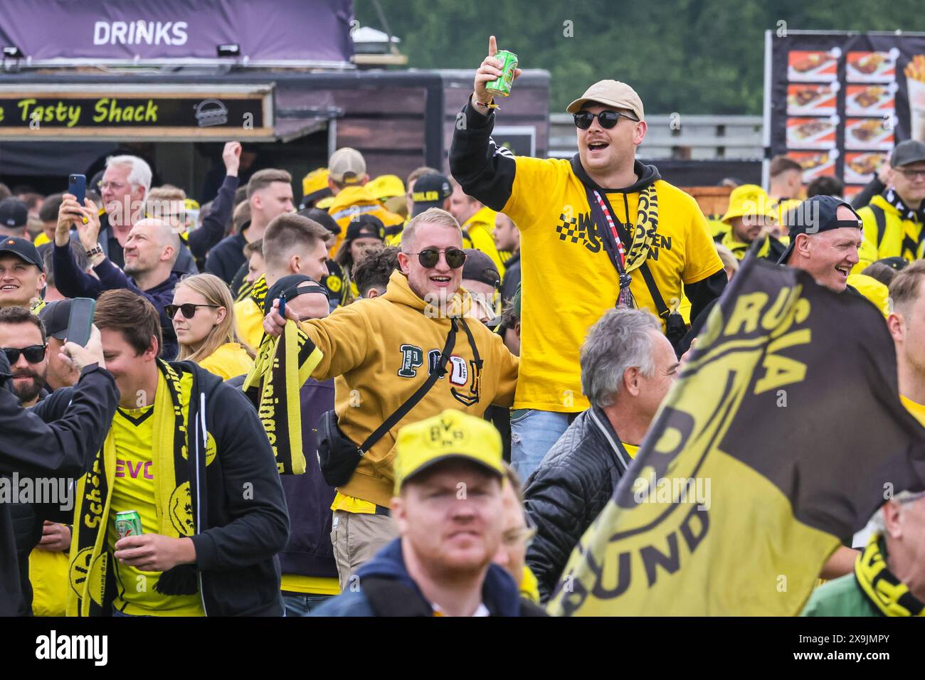 London, UK. 01st June 2024. Fans celebrate ahead of the game. The ...