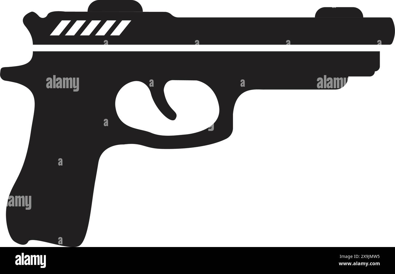 Pistol gun icon in flat style. Firearm symbol vector illustration on ...
