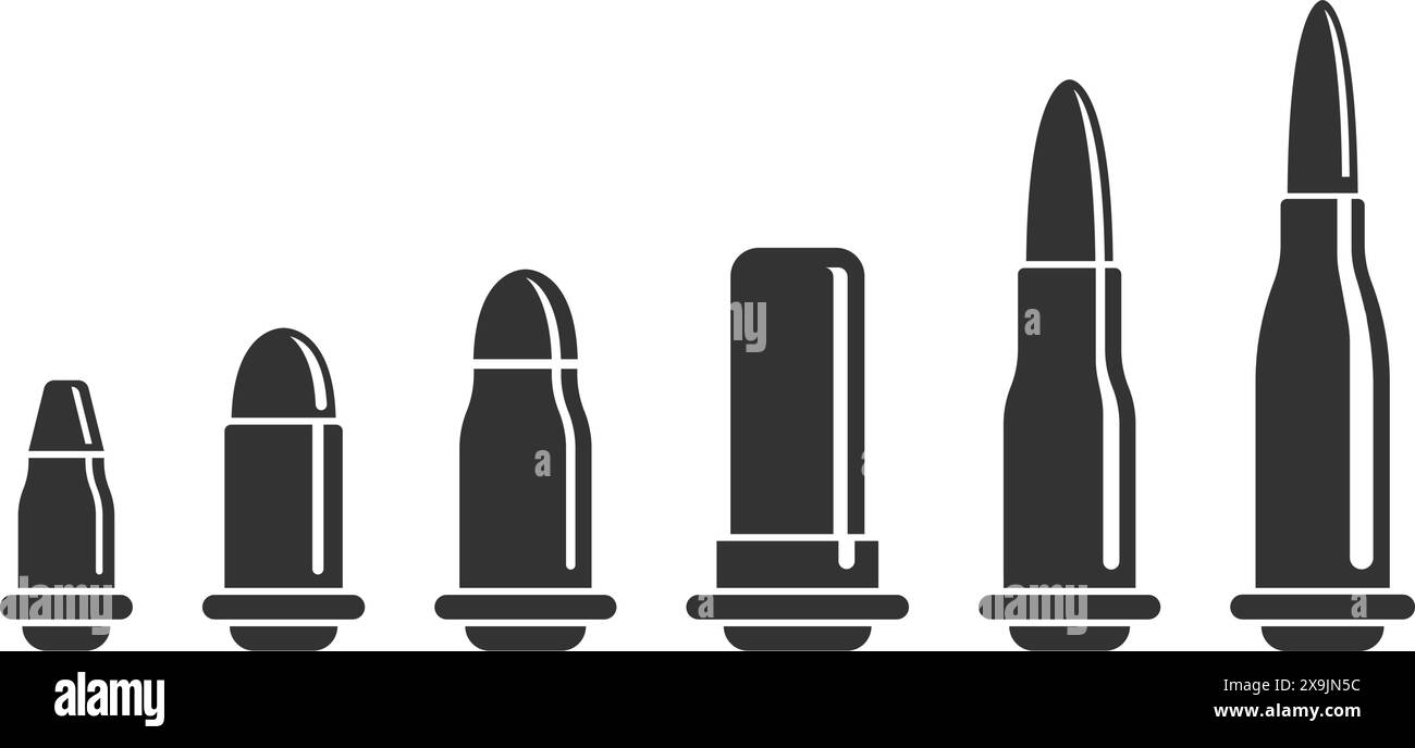Cartridges icon in flat style. Bullet ammunition symbol vector ...