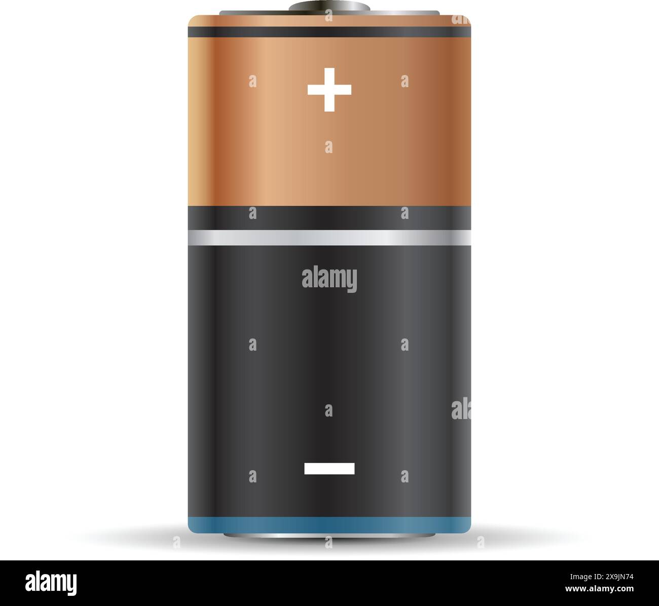 Realistic alkaline battery icon in flat style. Diffrent size ...