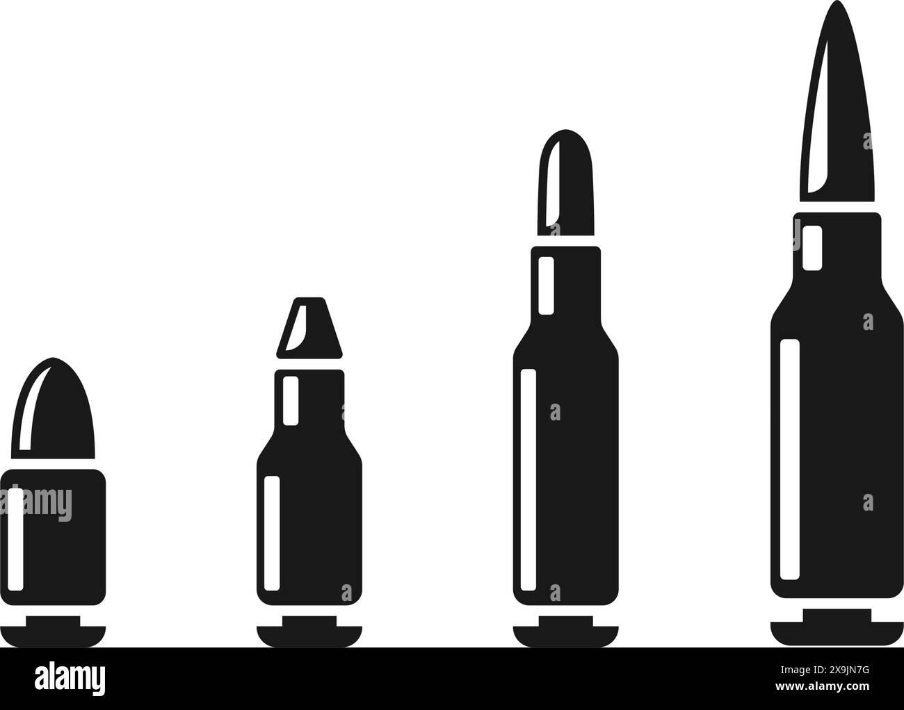 Cartridges icon in flat style. Bullet ammunition symbol vector illustration on isolated ...