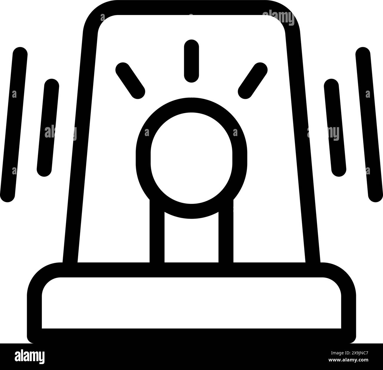 Monochrome minimalist flashing siren line icon in simple vector art ...