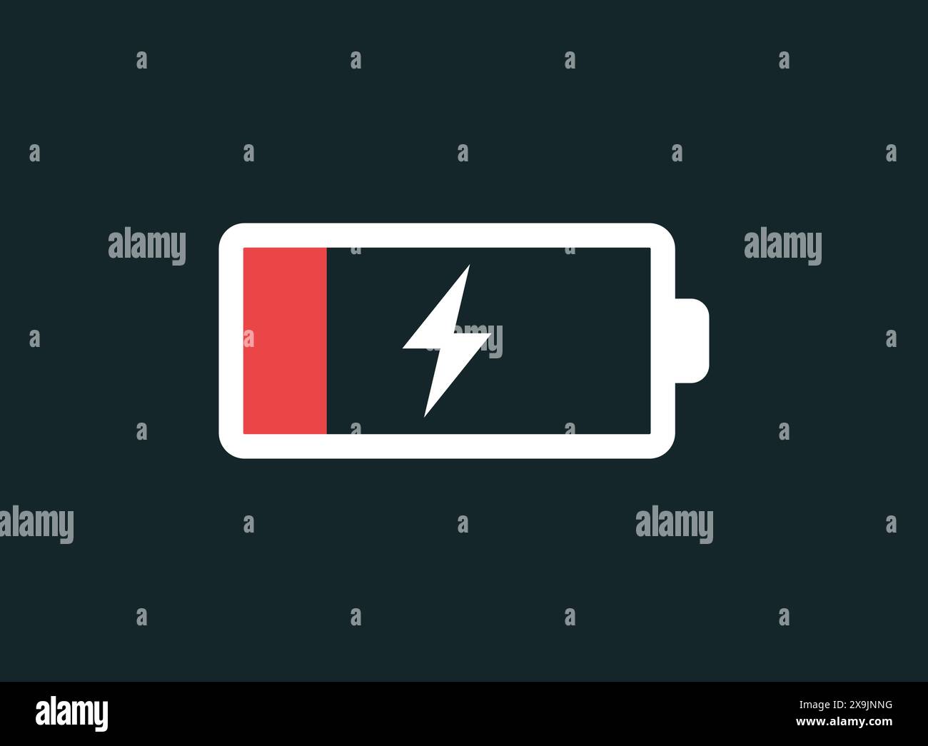 Low battery icon in flat style. Battery charging process vector ...
