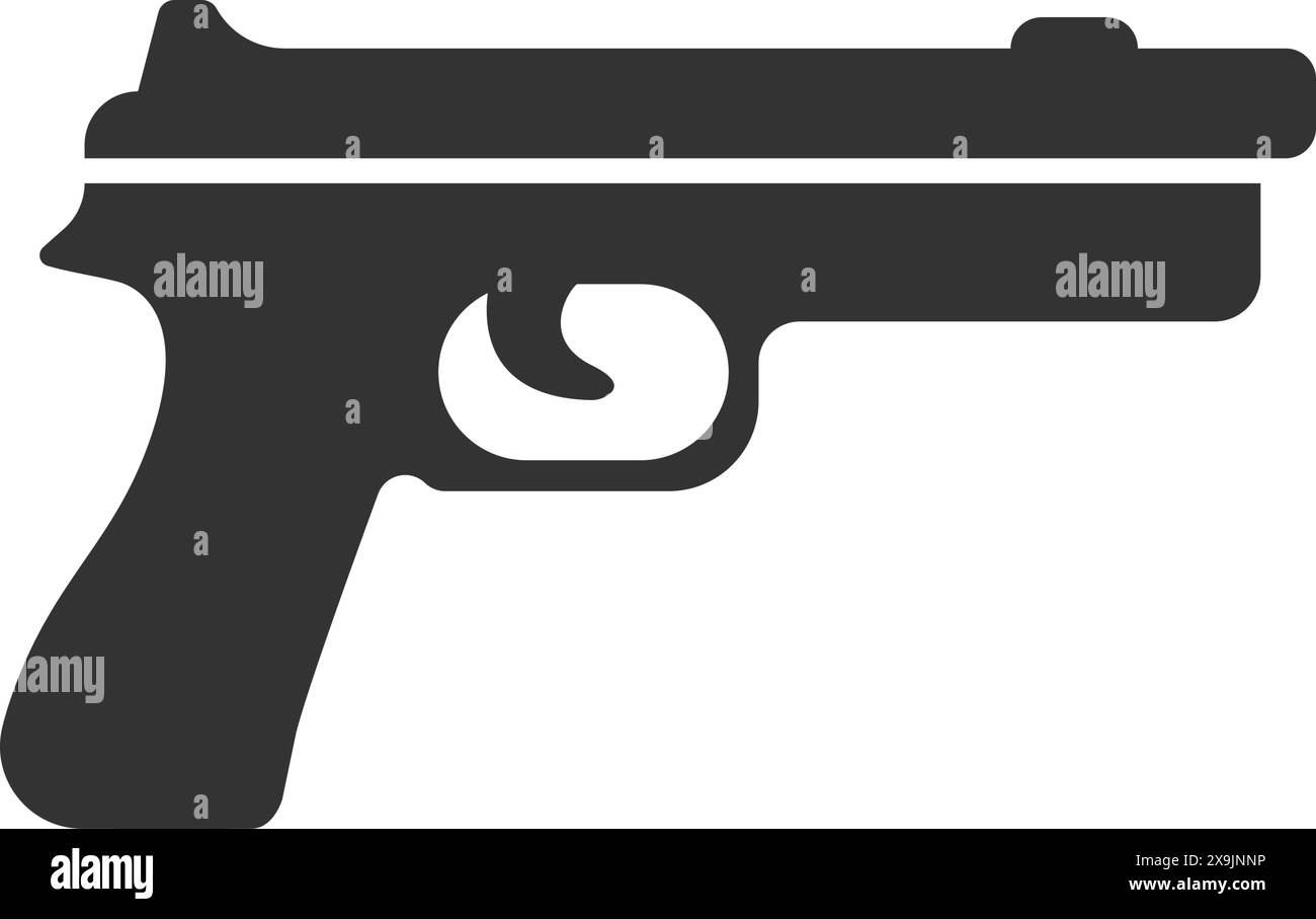 Pistol gun icon in flat style. Firearm symbol vector illustration on ...