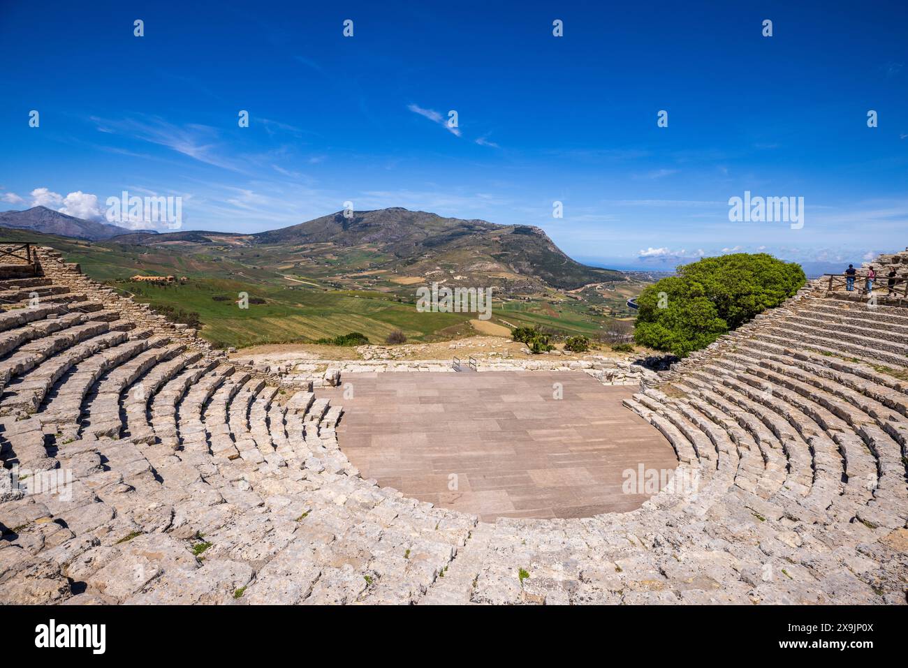 The ancient Greek Theater at Segesta Archaeological Park, Sicily Stock ...