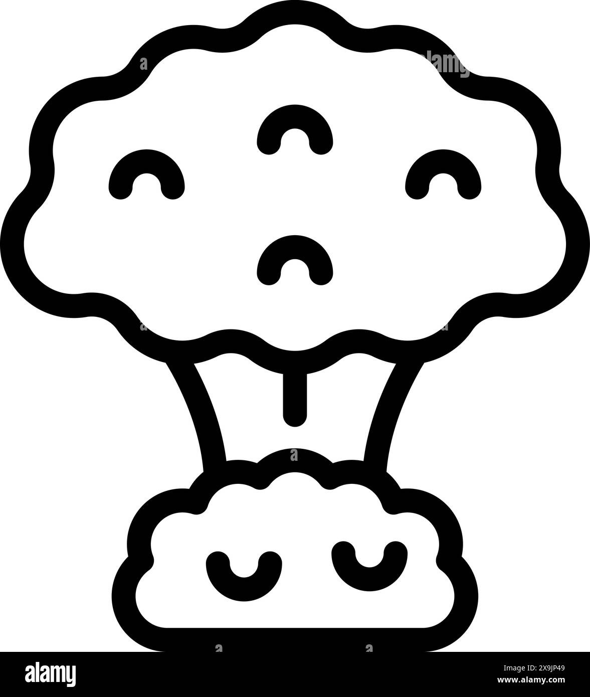 Simple line art illustration of broccoli, ideal for icons or ...