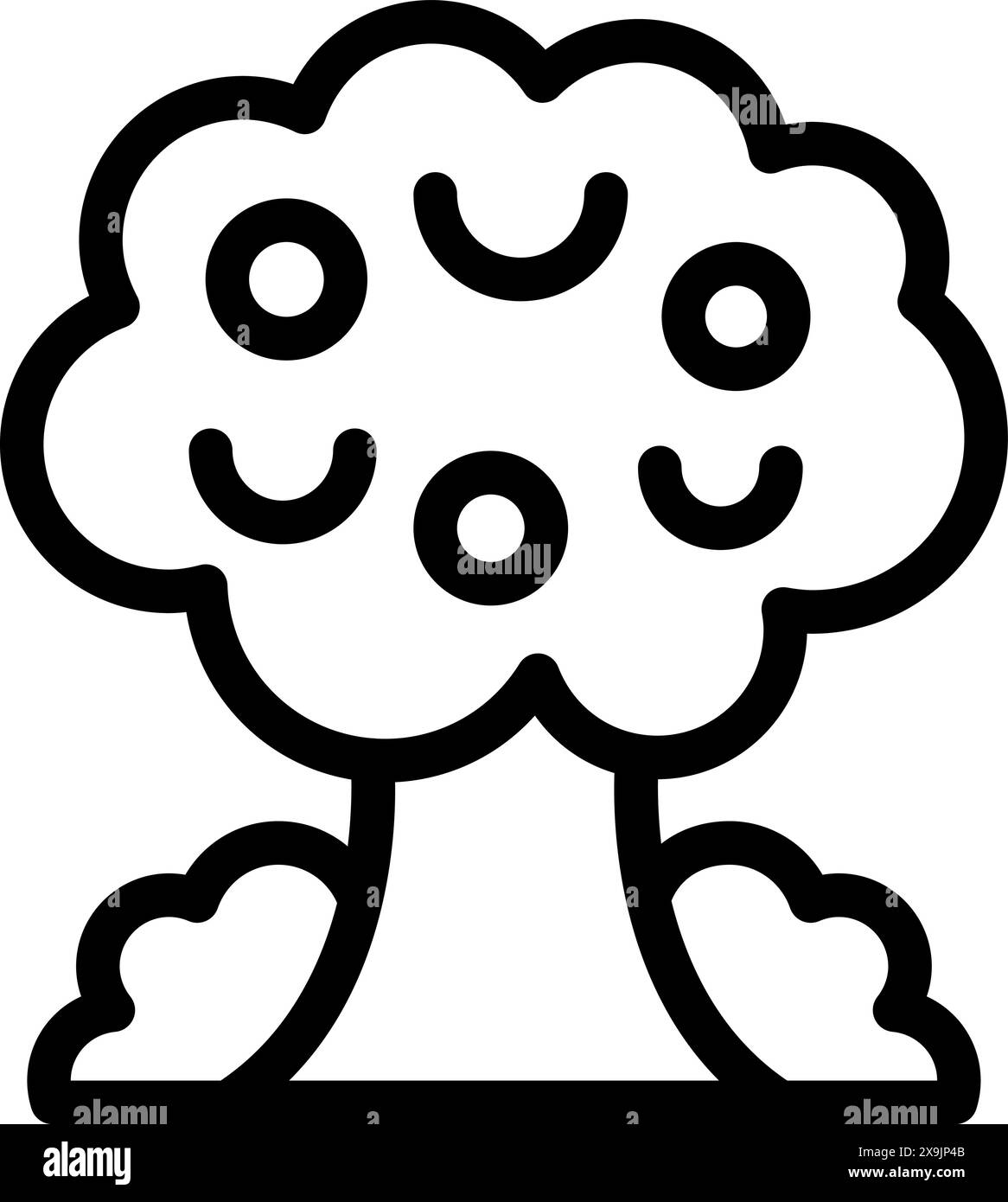 Cartoon tree outline icon in black and white for logo, vector ...