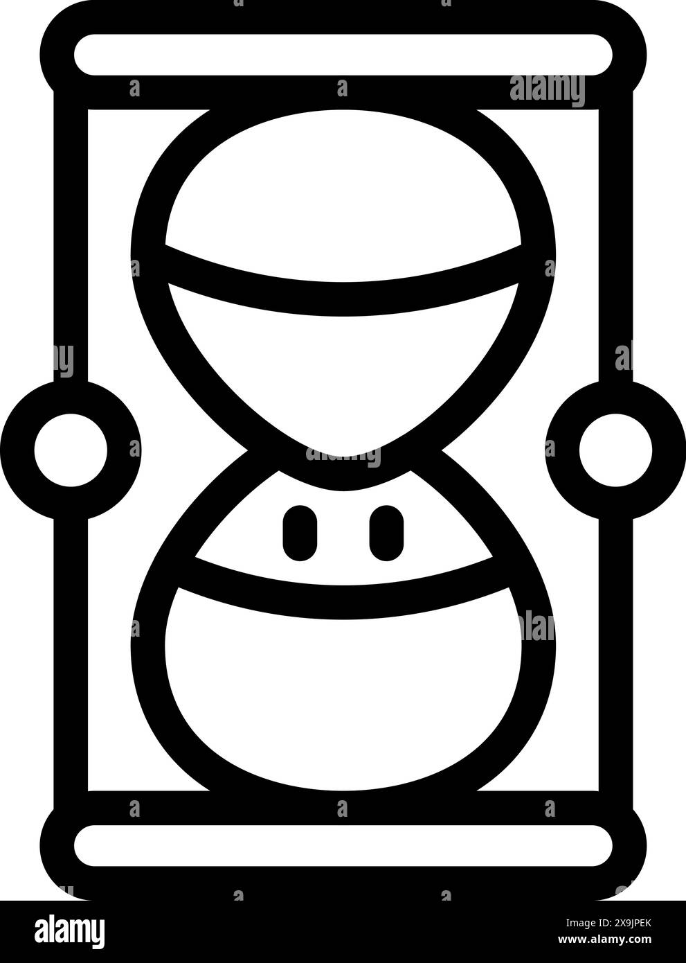 Simplified vector illustration of an hourglass icon in a bold black and ...