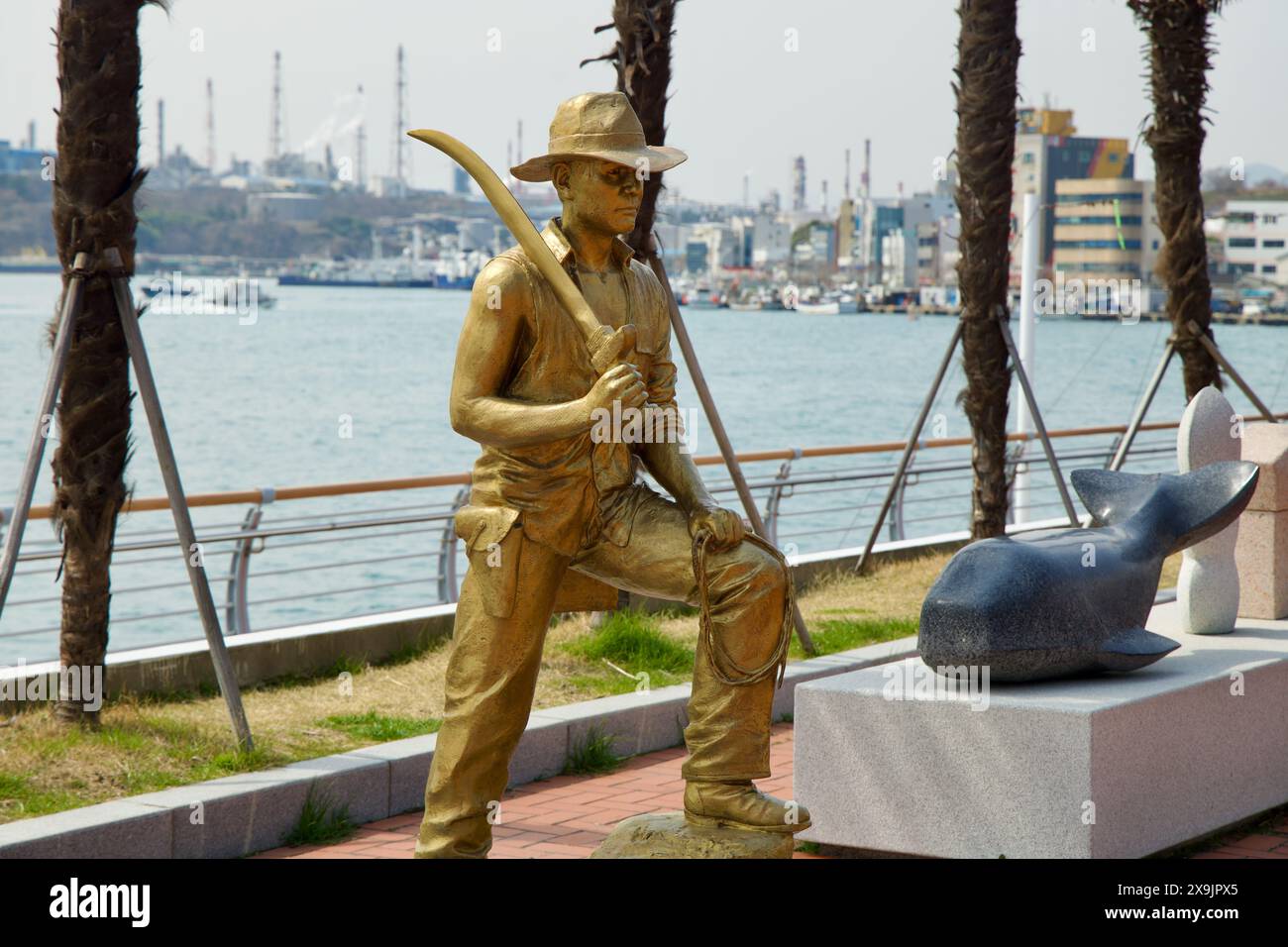 Ulsan, South Korea - March 17th, 2024: A statue of Roy Chapman Andrews ...